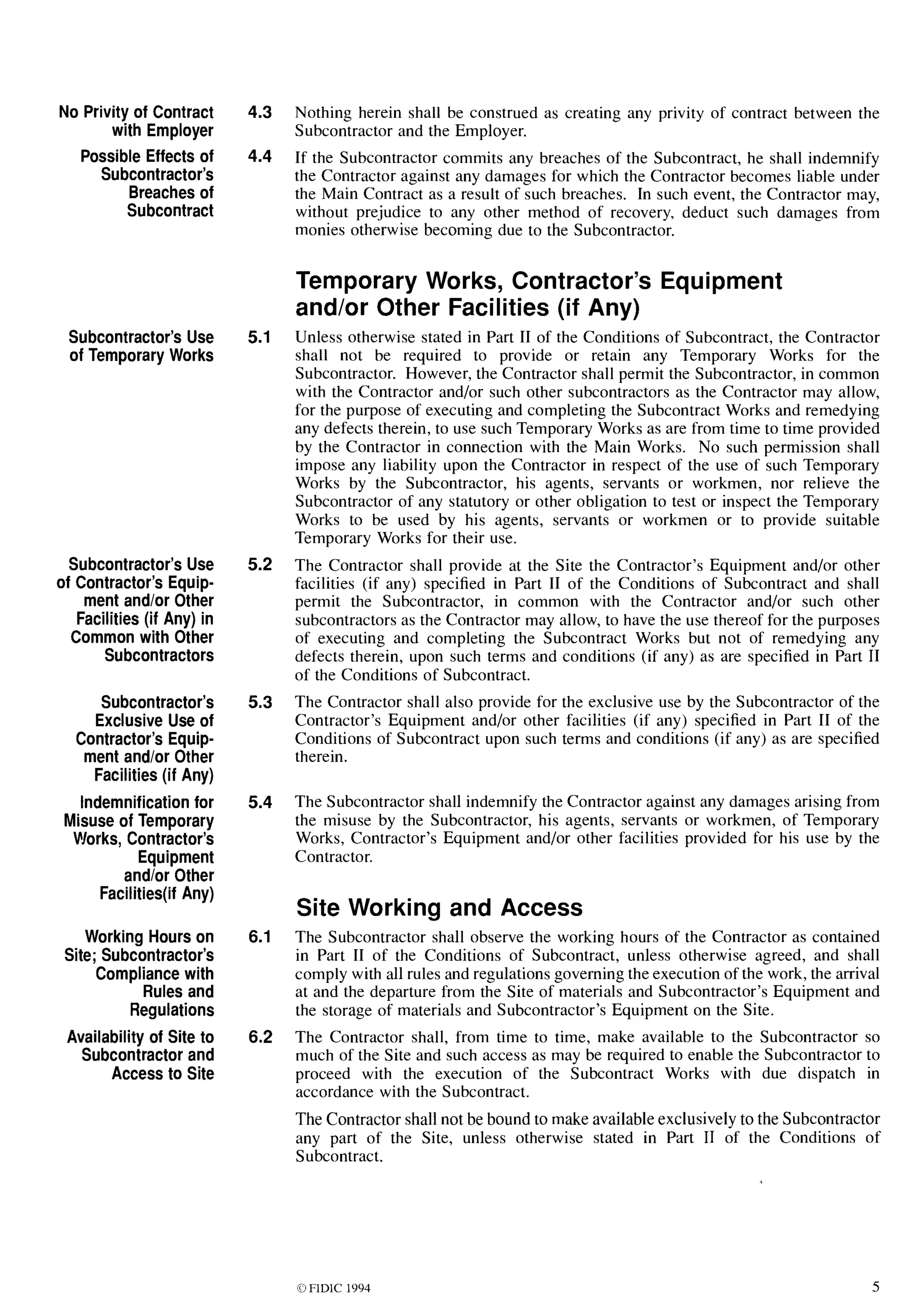 Fidic conditions of subcontract agreement | PDF