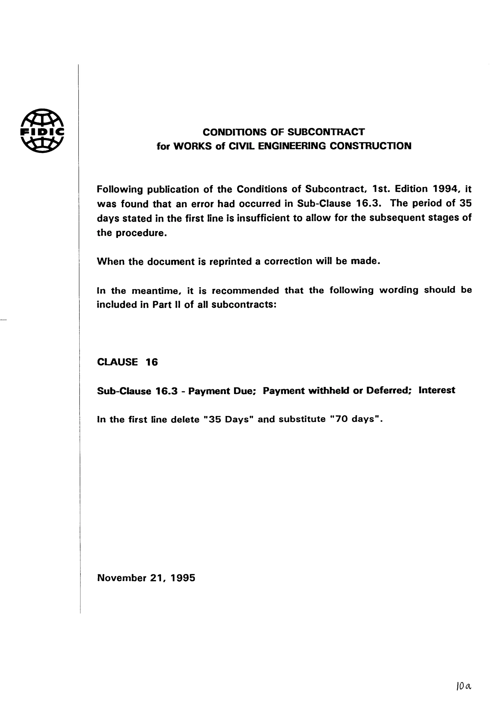 Fidic conditions of subcontract agreement | PDF