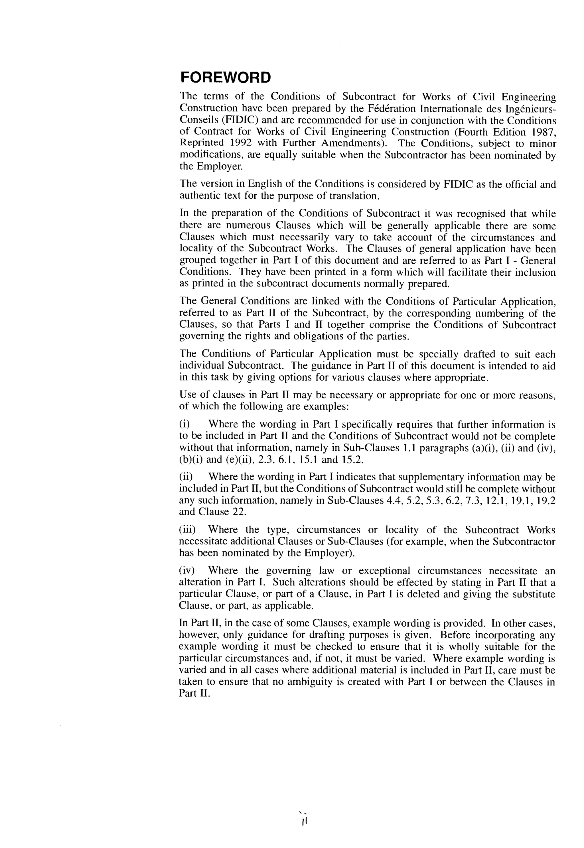 Fidic conditions of subcontract agreement | PDF