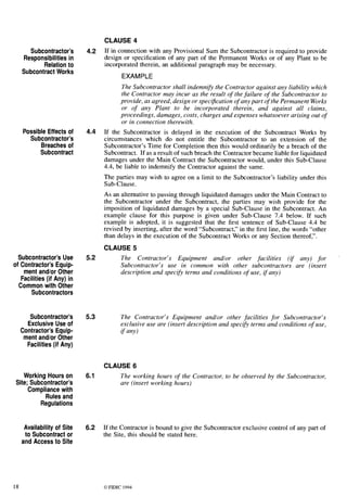 Fidic conditions of subcontract agreement | PDF