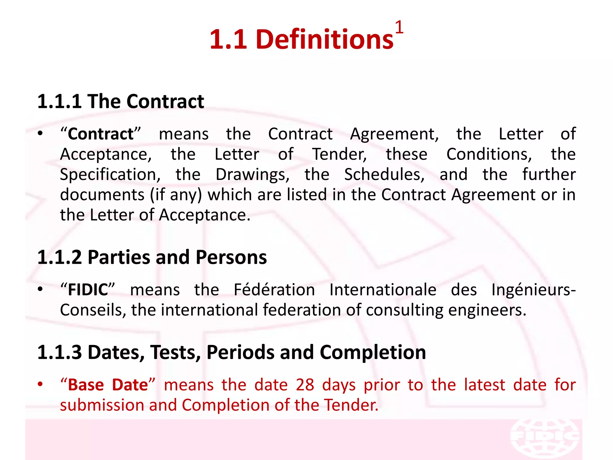 Fidic conditions of contract presentation | PPTX