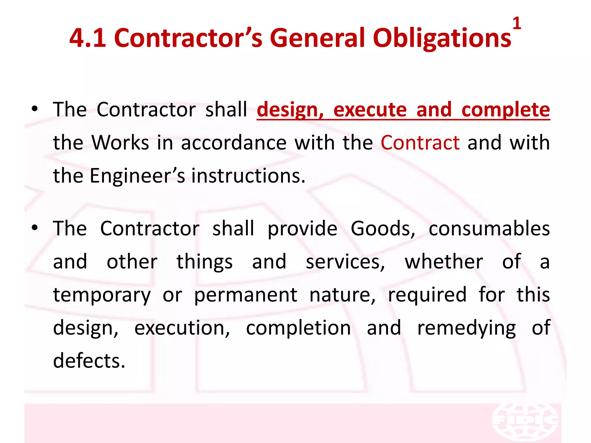 Fidic conditions of contract presentation | PPTX