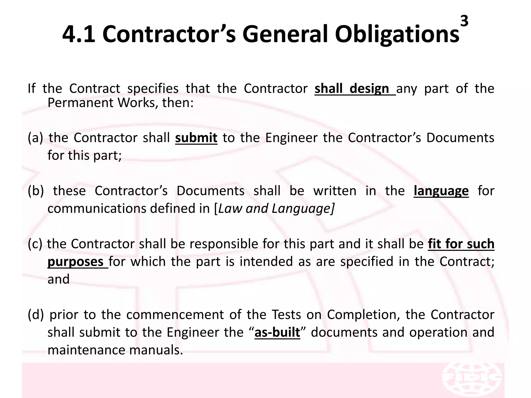 Fidic conditions of contract presentation | PPTX | Business | Business ...