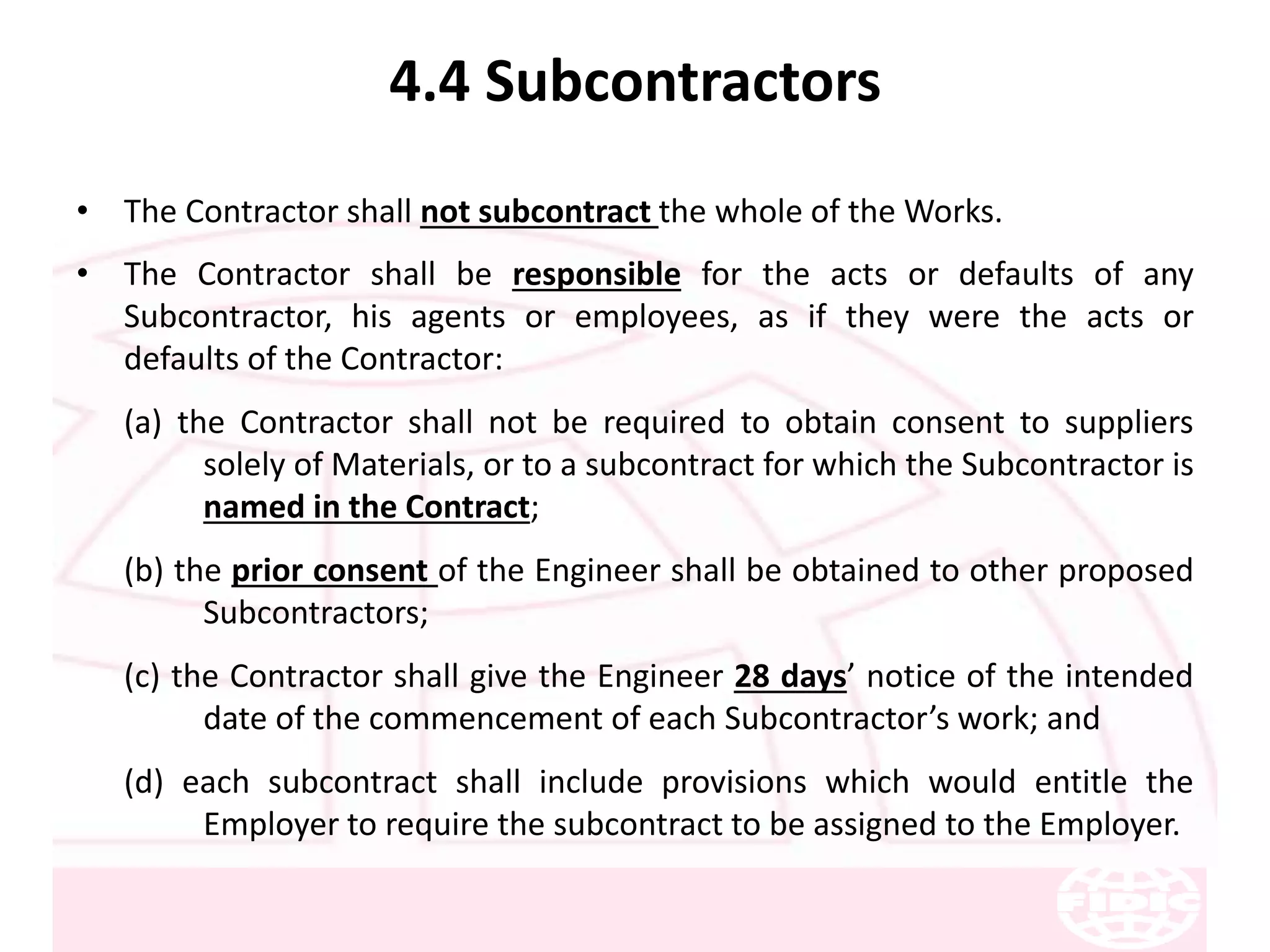 Fidic conditions of contract presentation | PPTX