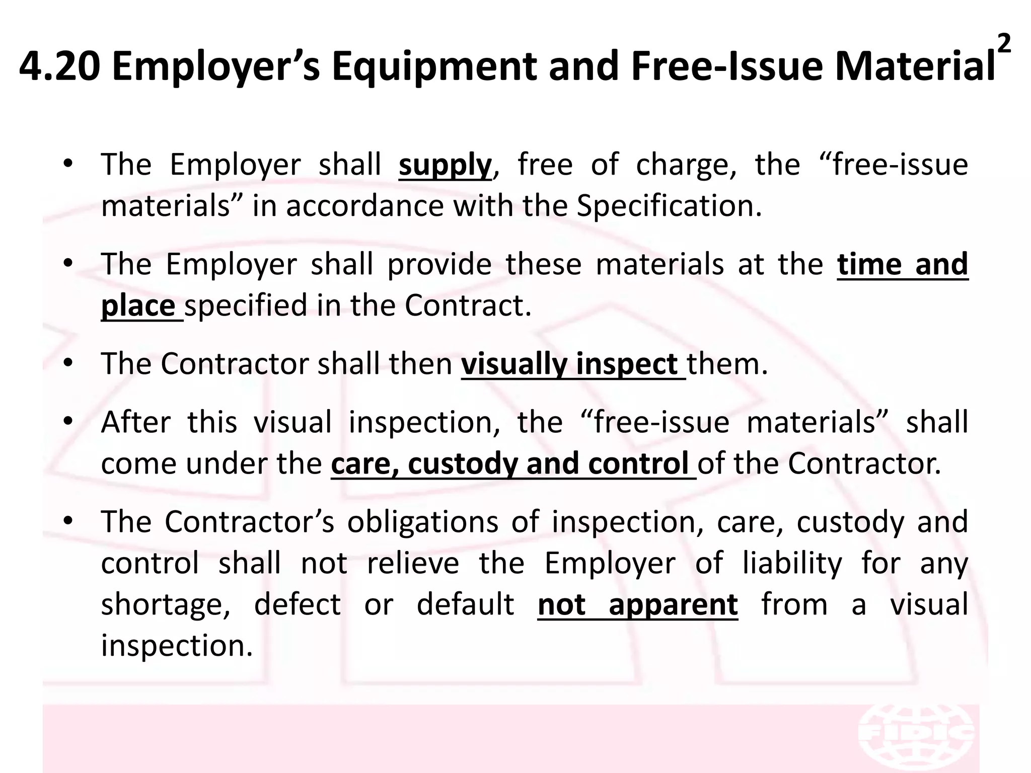 Fidic conditions of contract presentation | PPTX