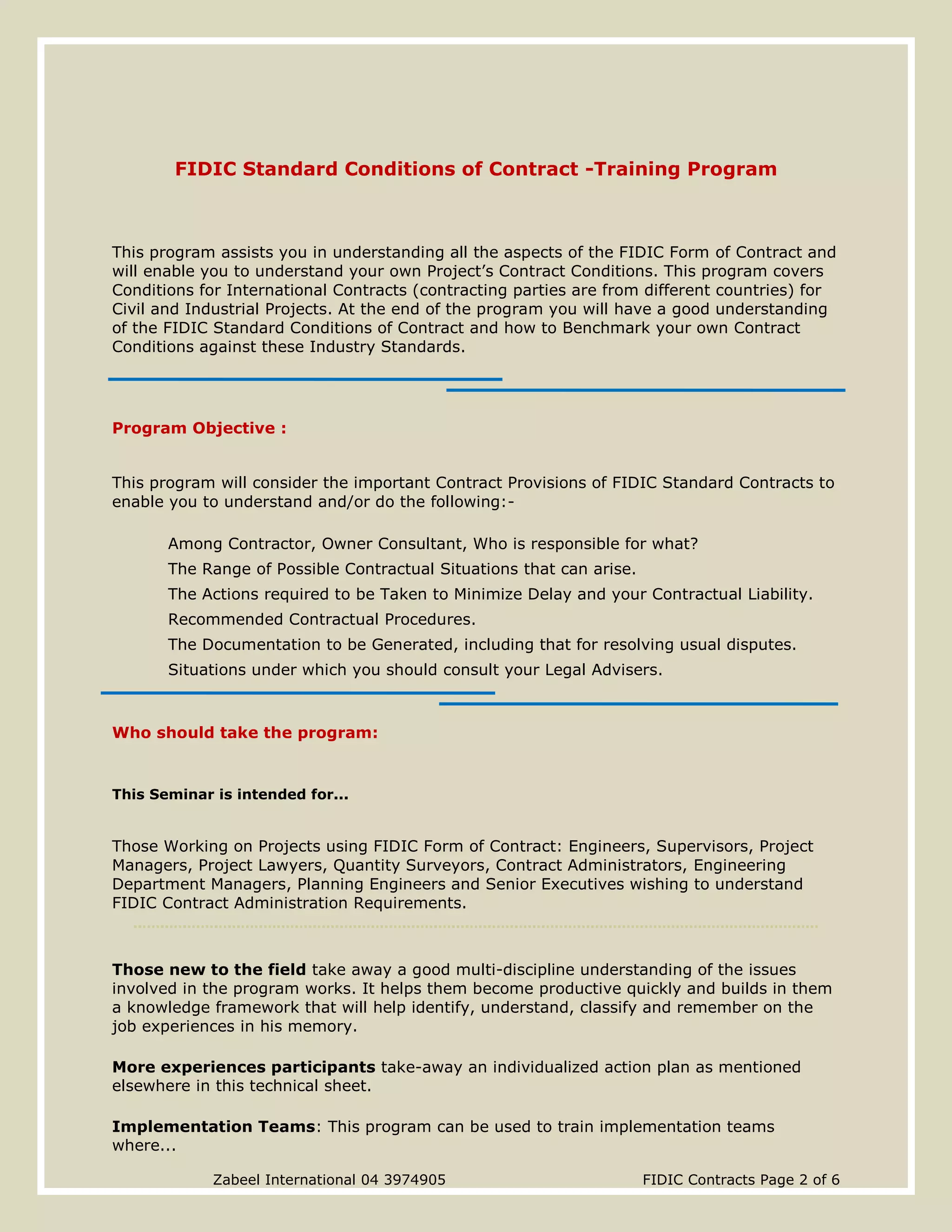 Fidic contract administration | PDF
