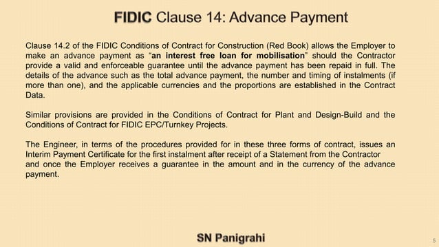 # FIDIC Payment Flow Charts # By SN Panigrahi | PPTX