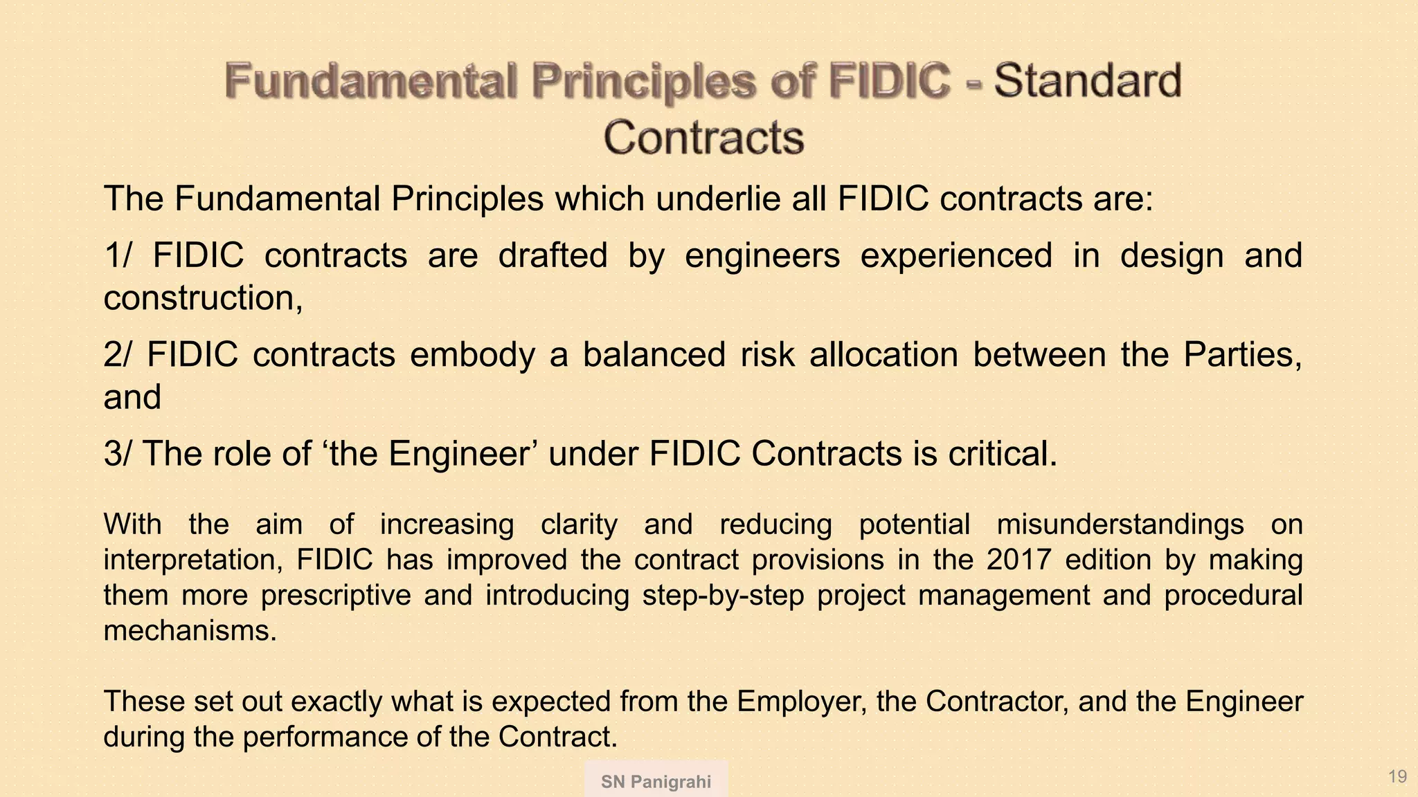 #FIDIC Understanding Basics# By SN Panigrahi | PPTX