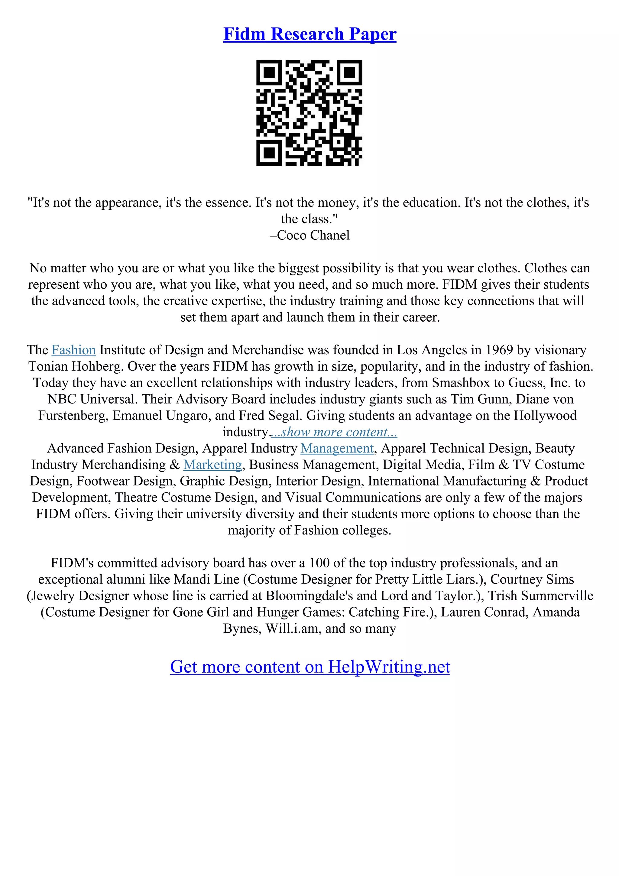 Fidm Admissions Essay | PDF