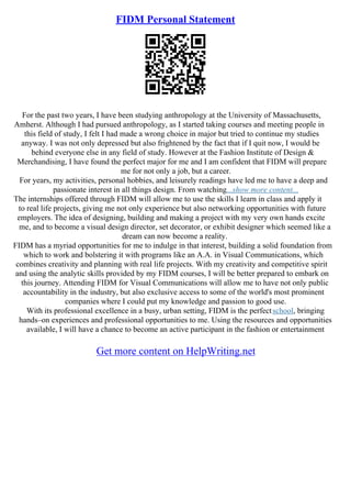 Fidm Admissions Essay | PDF