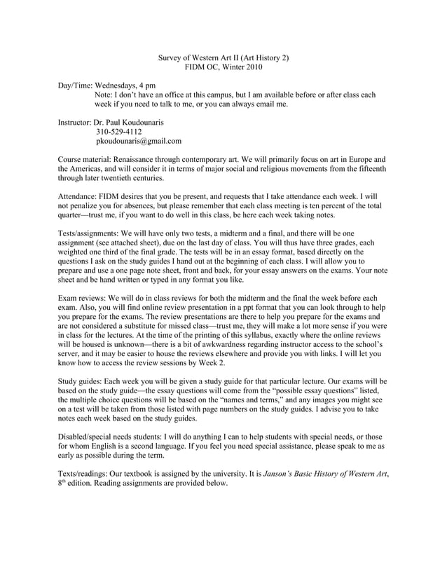 Fidm Ah 2 Syl 4 | PDF