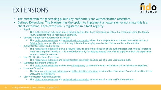 FIDO2 Specifications Overview | PPT