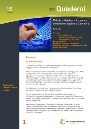 Fiducia e idee fanno impresa, creano rete, opportunità e valore | PDF