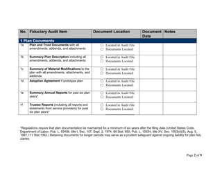 Fiduciary Audit Checklist | PDF