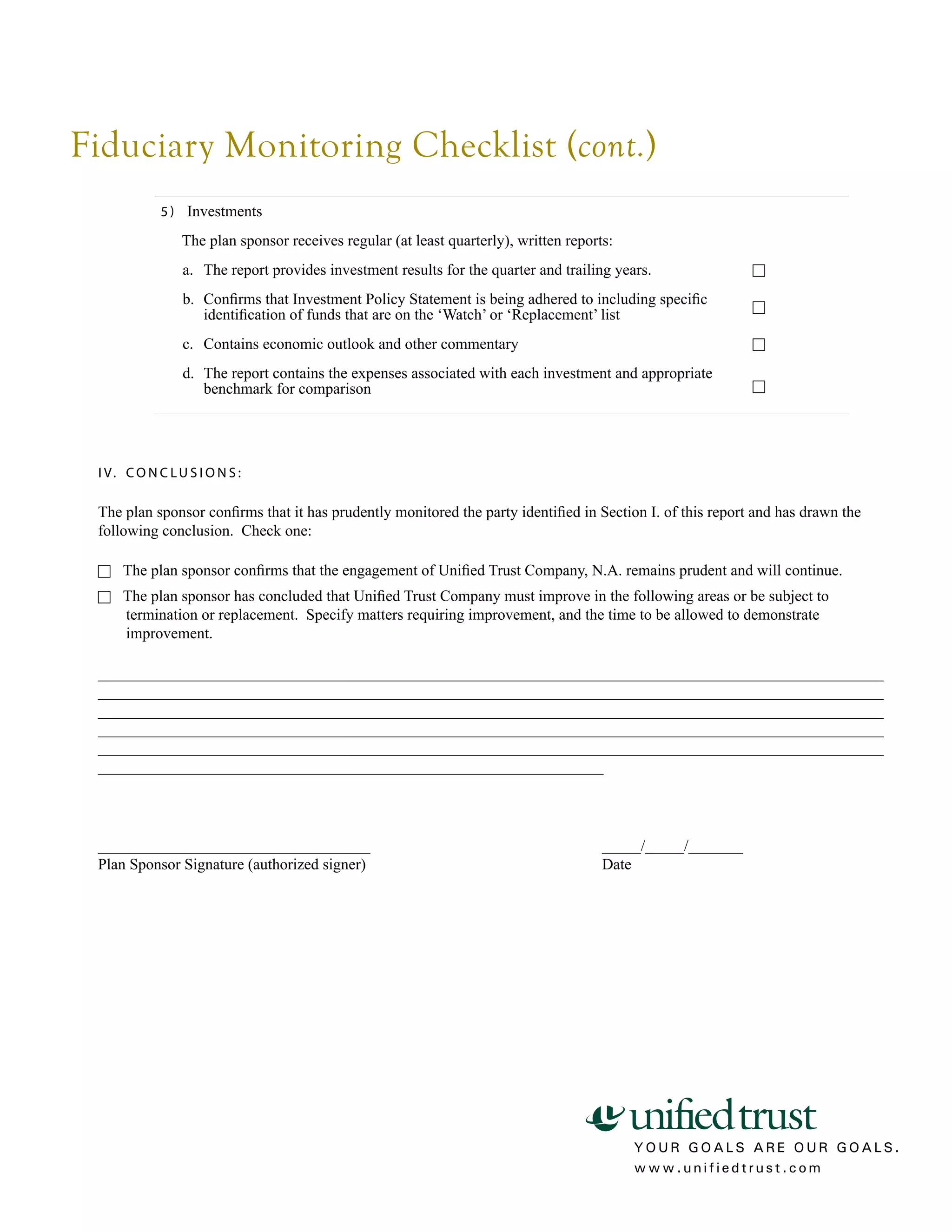 Fiduciary Monitoring Checklist | PDF