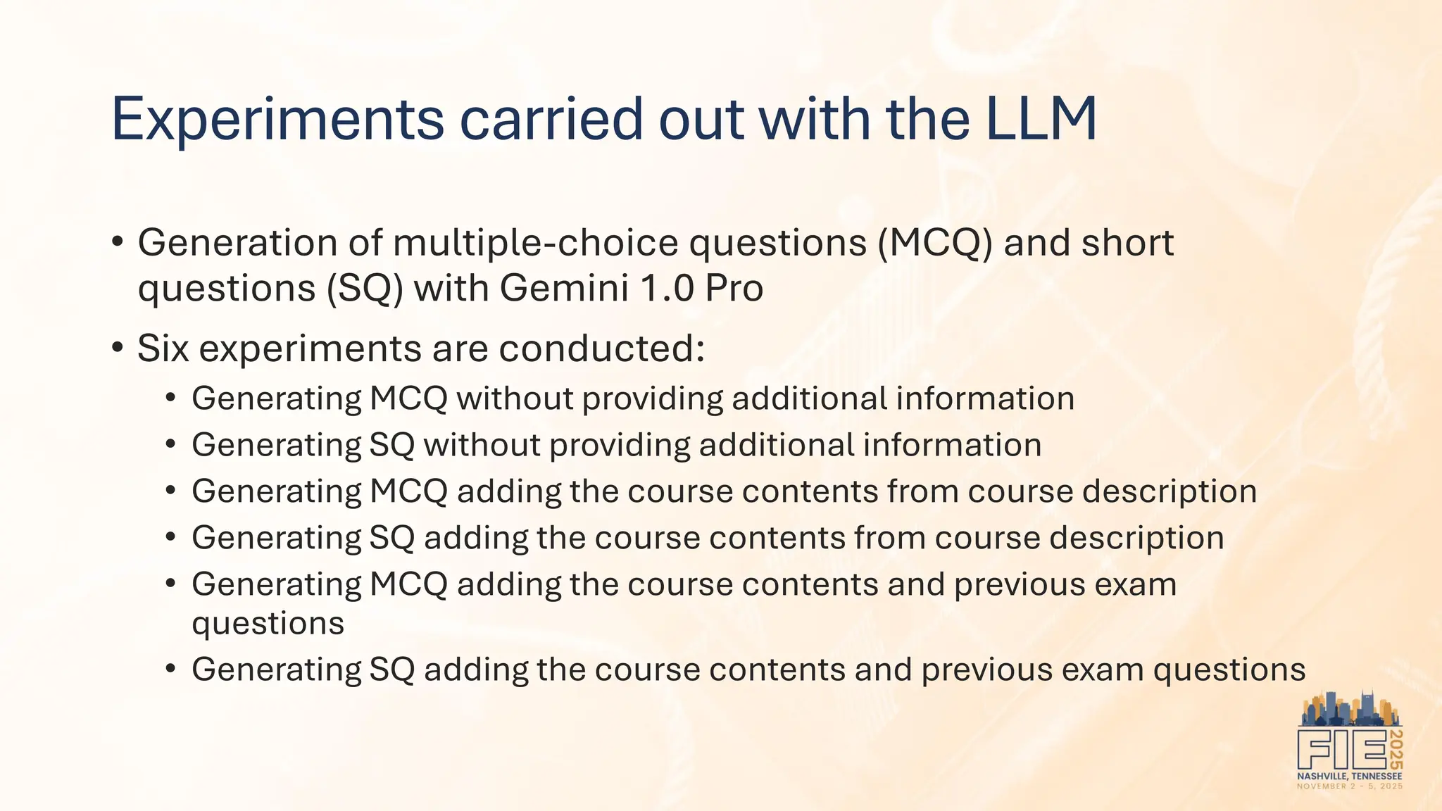 Question Generation LLM Gemini - Conference presentation - FIE 2025 | PDF