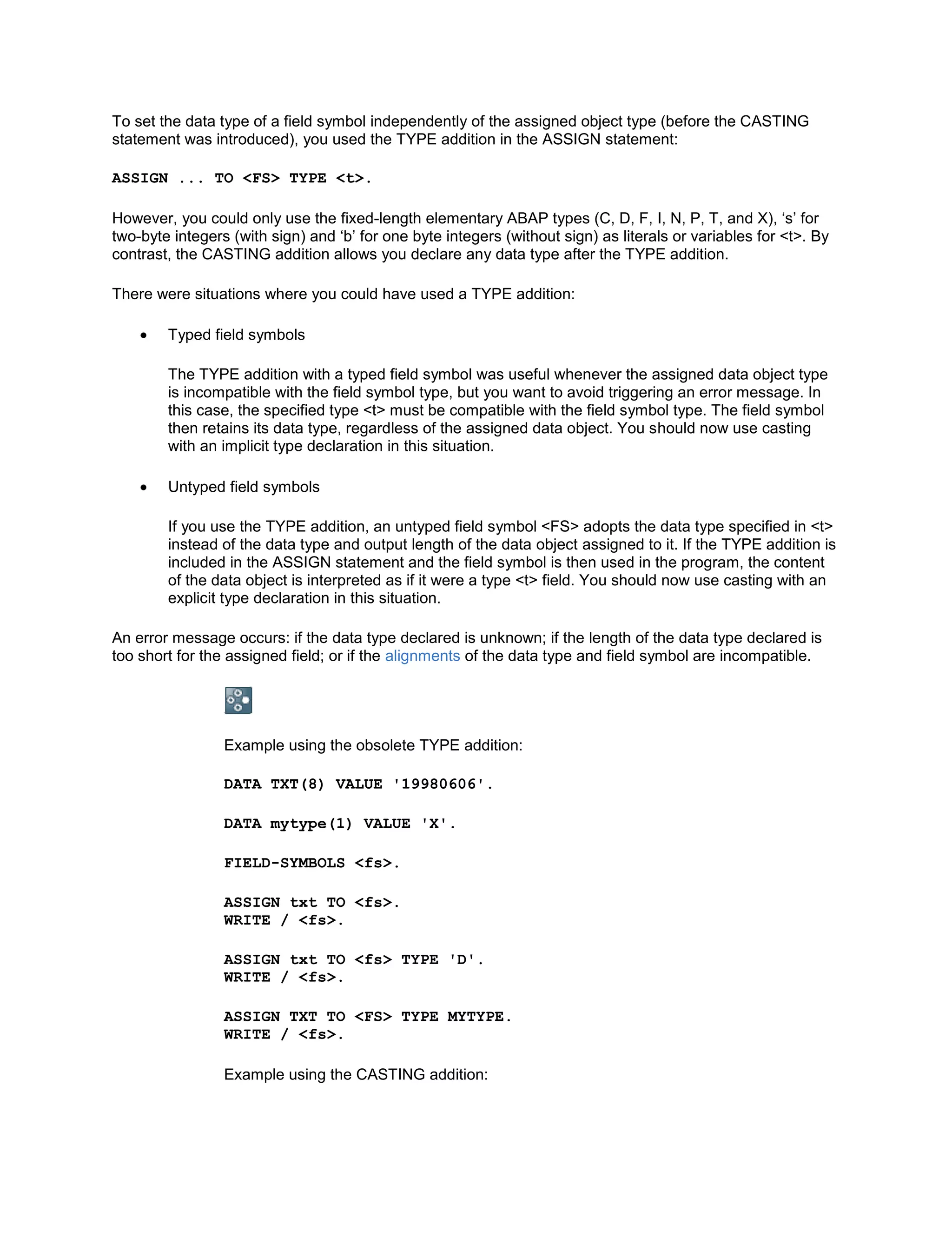 Field symbols | DOCX