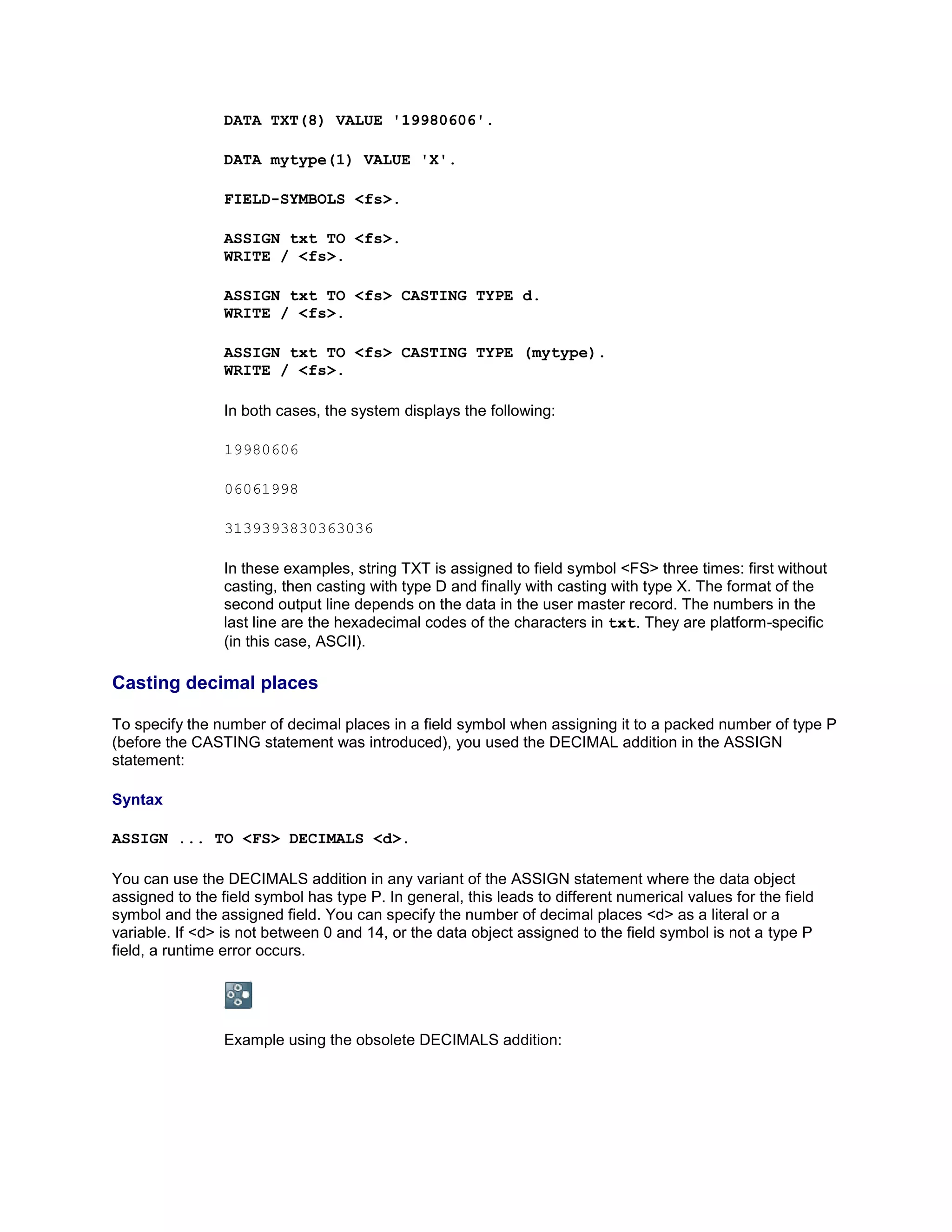Field symbols | DOCX