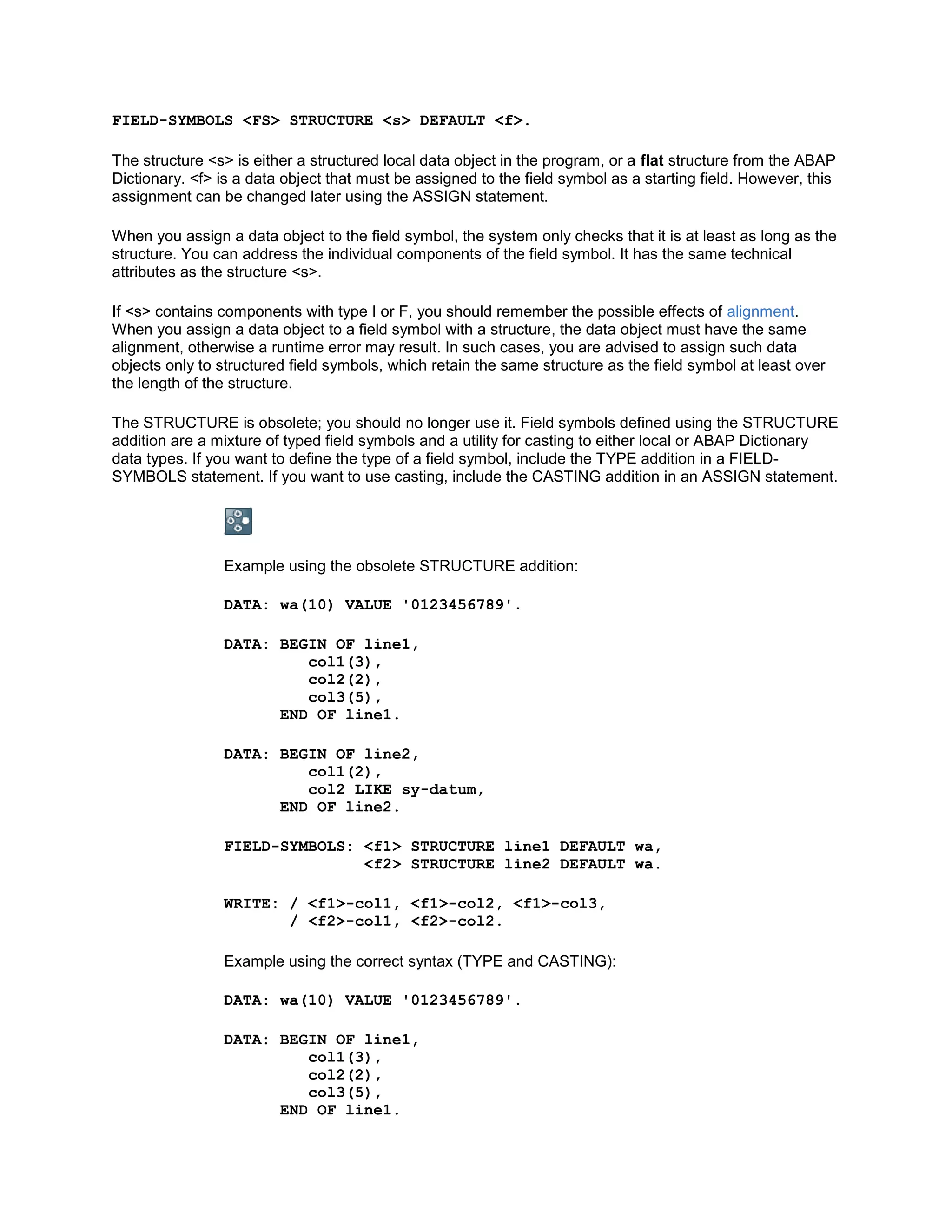 Field symbols | DOCX