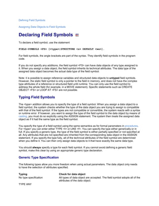 Field symbols | DOCX