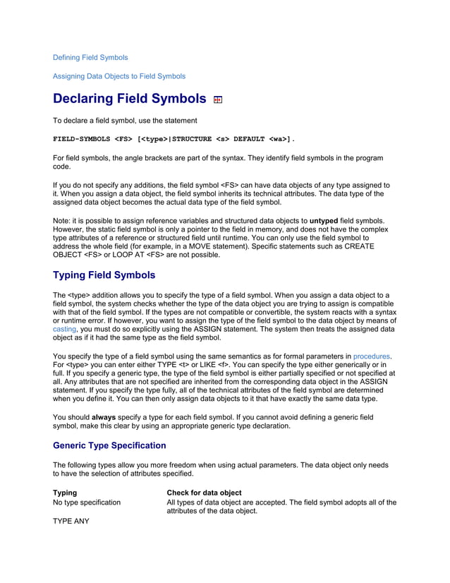 Field symbols | DOCX