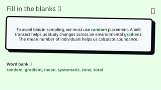 Fieldwork Techniques: Using Quadrats, Transects, and Data Analysis in ...