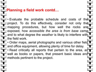 Field work in geology courses by different science | PPT