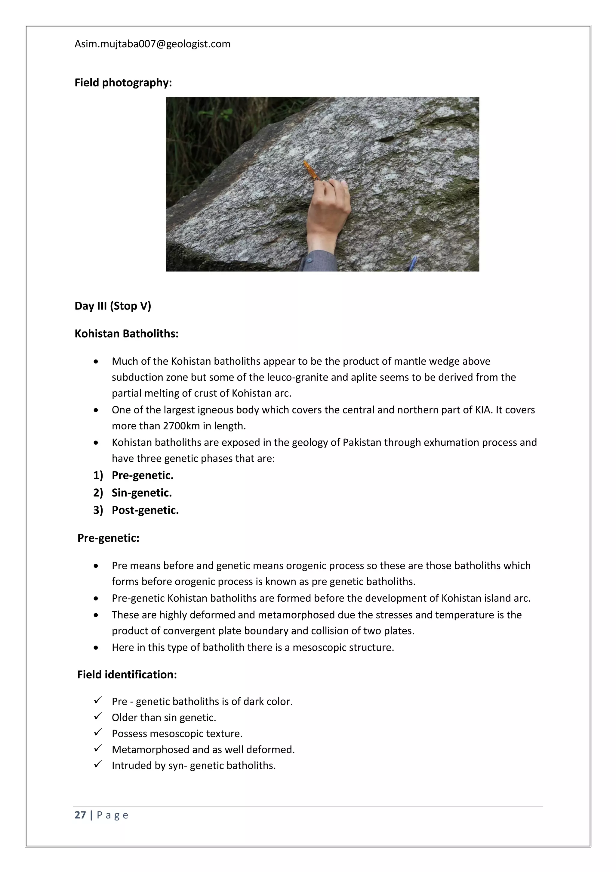 Geological Field Report of Gilgit Baltistan | PDF