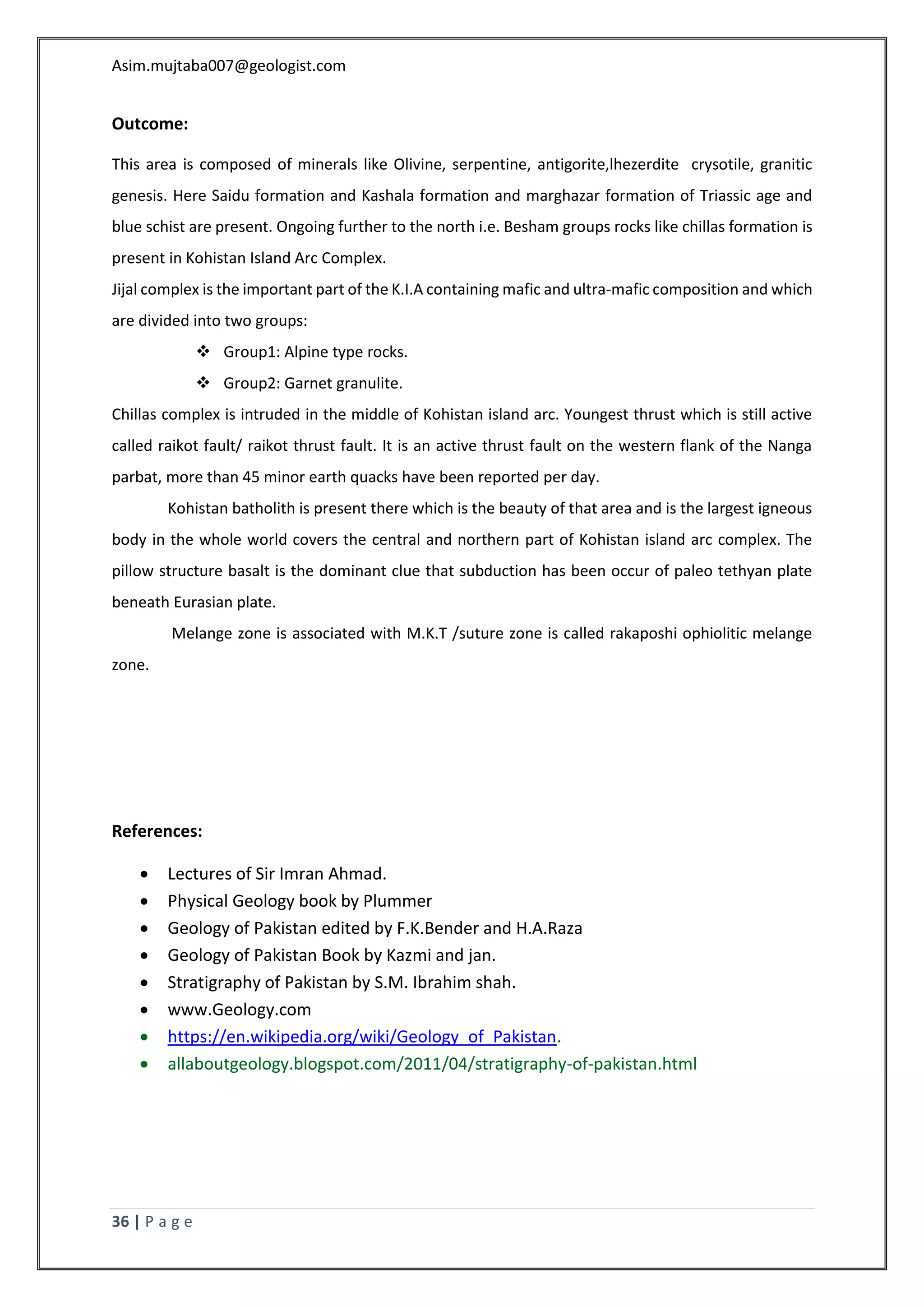 Geological Field Report of Gilgit Baltistan | PDF