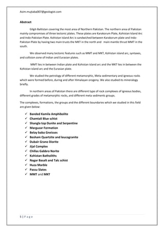 Geological Field Report of Gilgit Baltistan | PDF