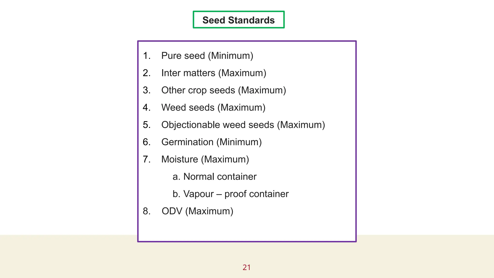 Indian Minimum seed certification standards: Field and Seed Standards ...