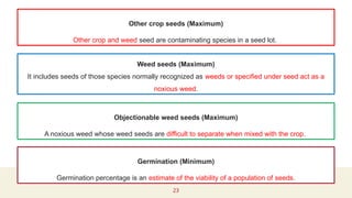 Indian Minimum seed certification standards: Field and Seed Standards ...