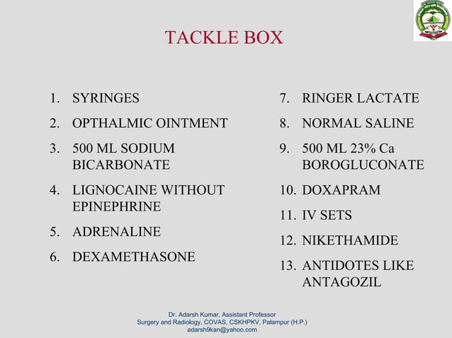 Field anesthesia horse | PPT | Chemistry | Science