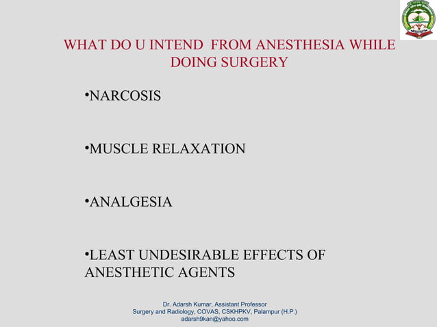 Field anesthesia horse | PPT | Chemistry | Science
