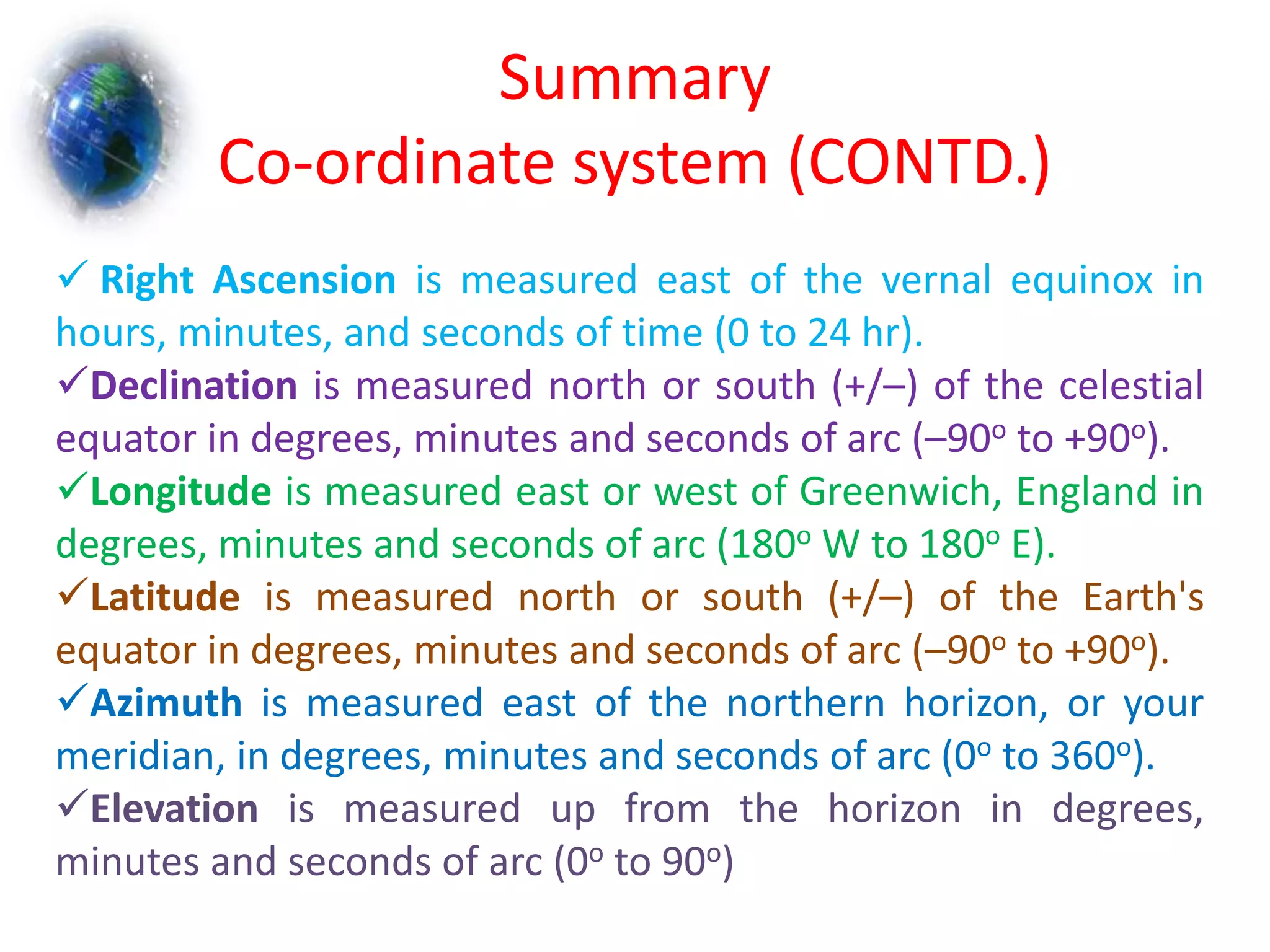 Field Astronomy -Astronomical terms & Co-ordinate system | PPTX