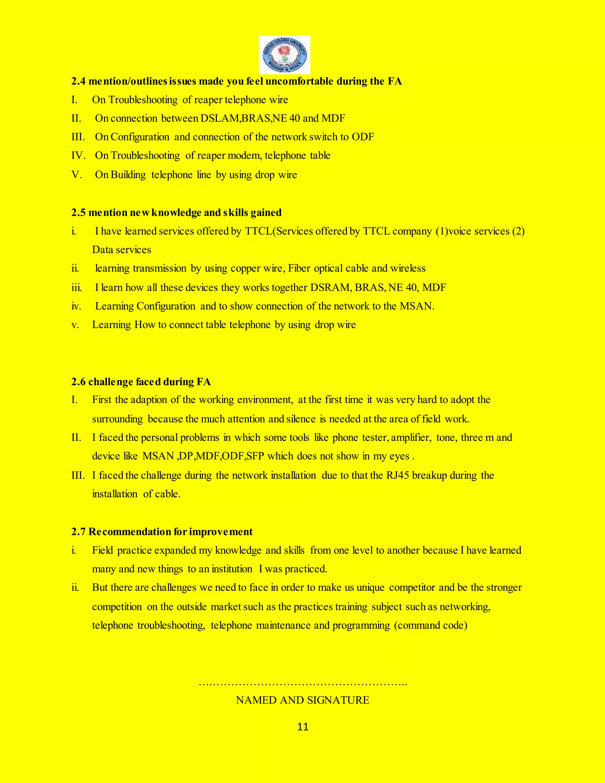 Field attachment log book | DOCX