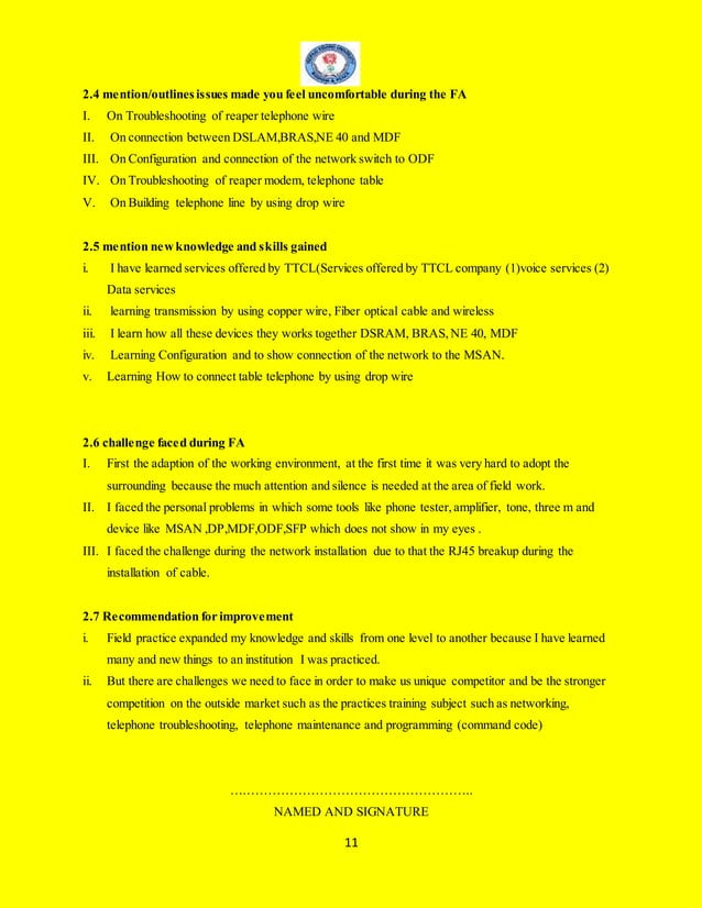 Field attachment log book | DOCX