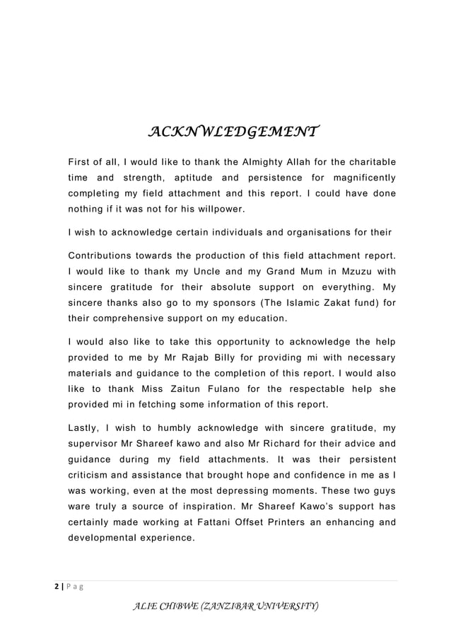 Field attachment report | PDF