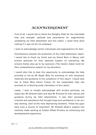 Field attachment report (alie chibwe) | PDF