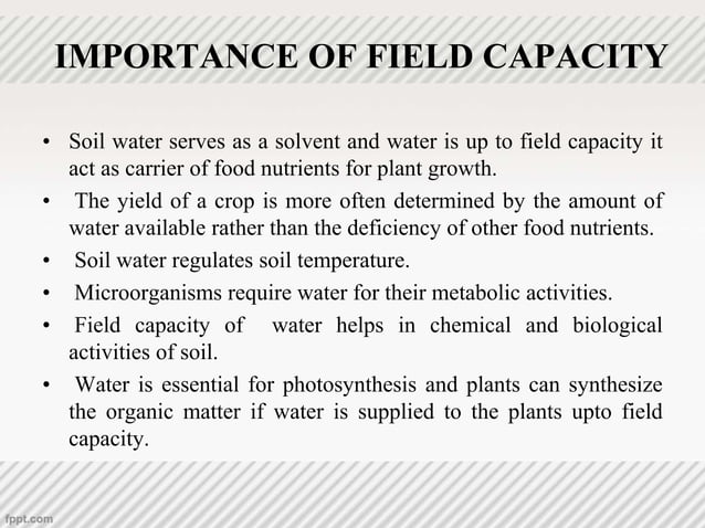 Field Capacity of Water.ppt | Geology | Science