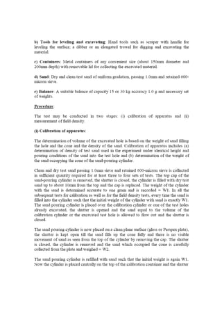 Field density test by sand replacement method | PDF