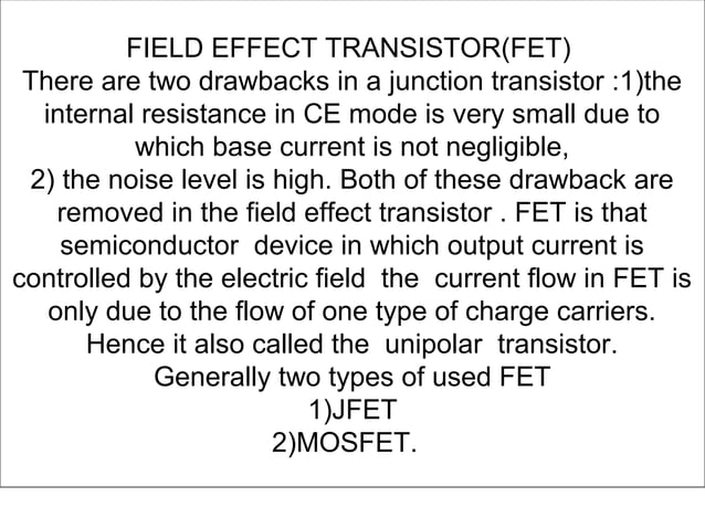 Field effect transistor(fet) | PPT