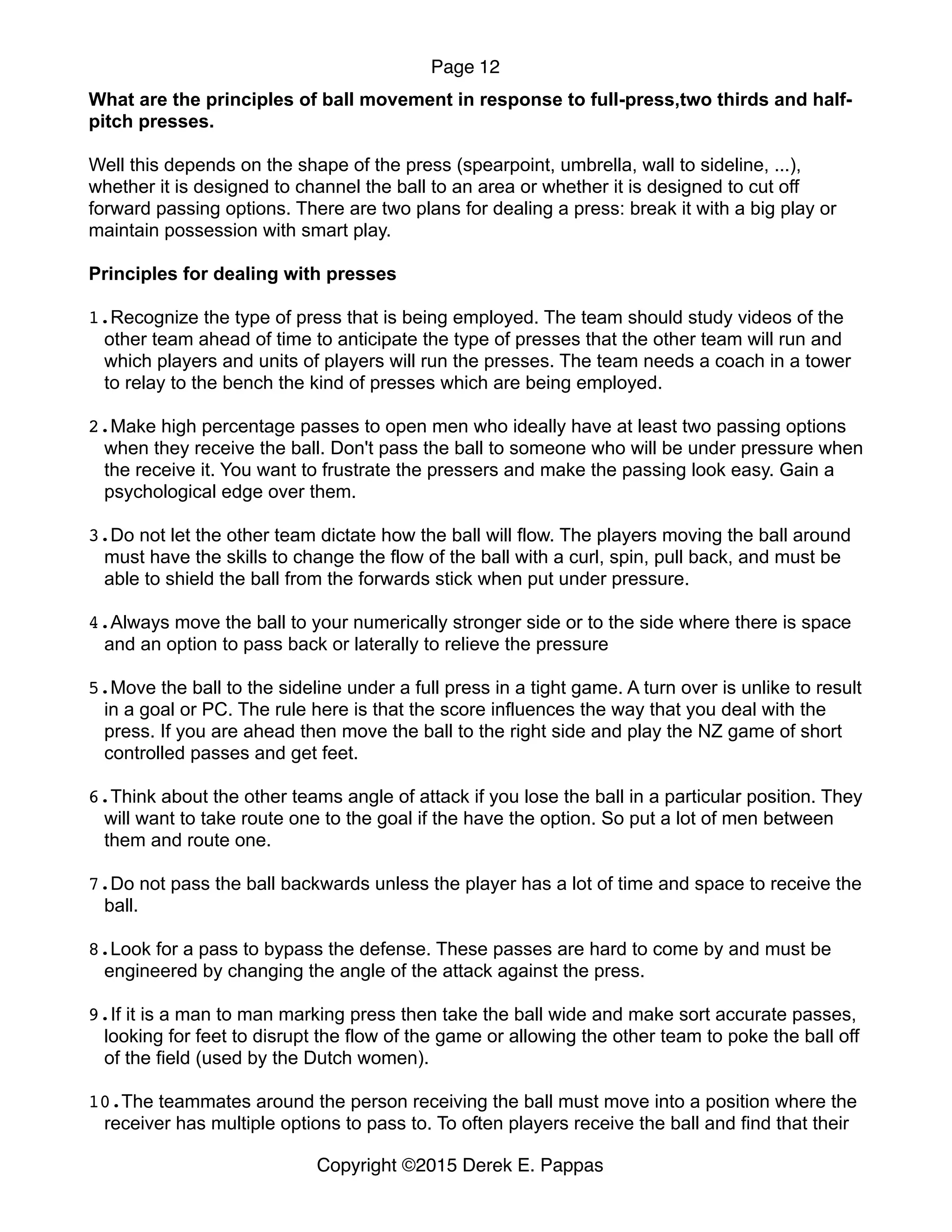 Field hockey pressing | PDF