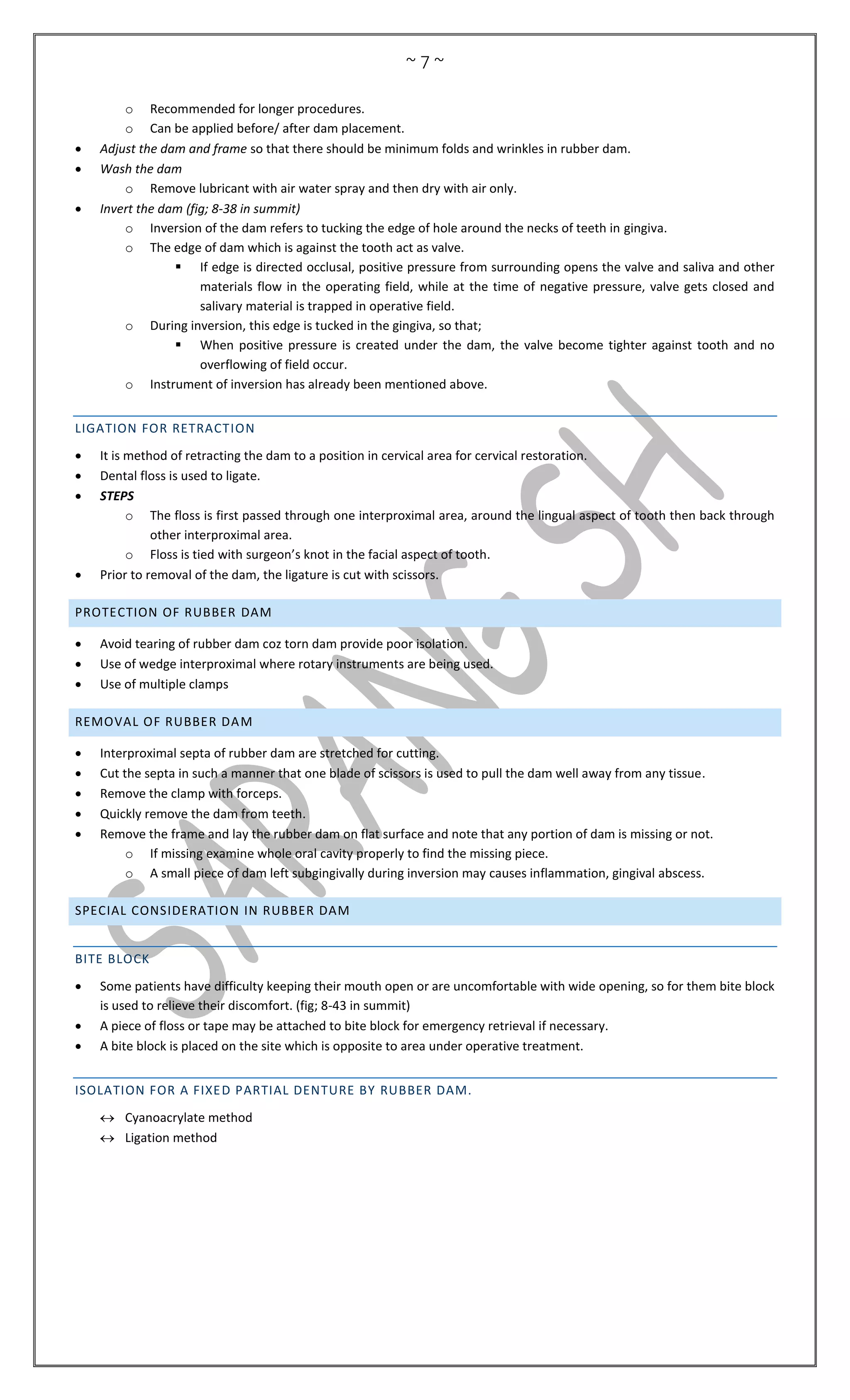 Field Isolation in Dentistry (Rubber Dam) | PDF