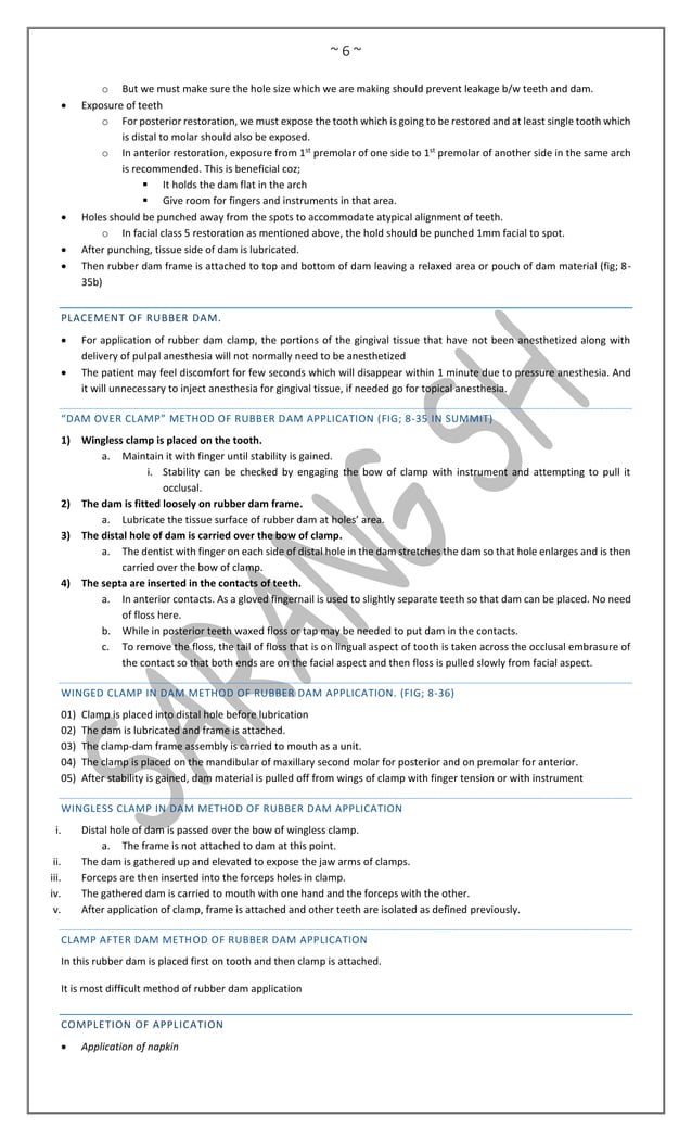 Field Isolation in Dentistry (Rubber Dam) | PDF | Oral care | Personal Care