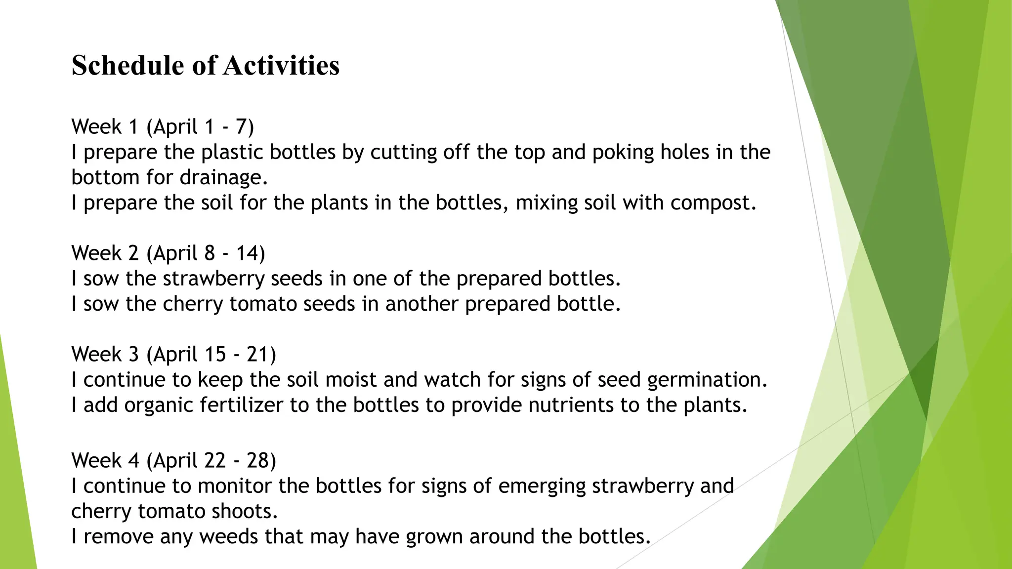 FIELD LOGGING.pptx Proceso de siembra de tres plantas. | PPT