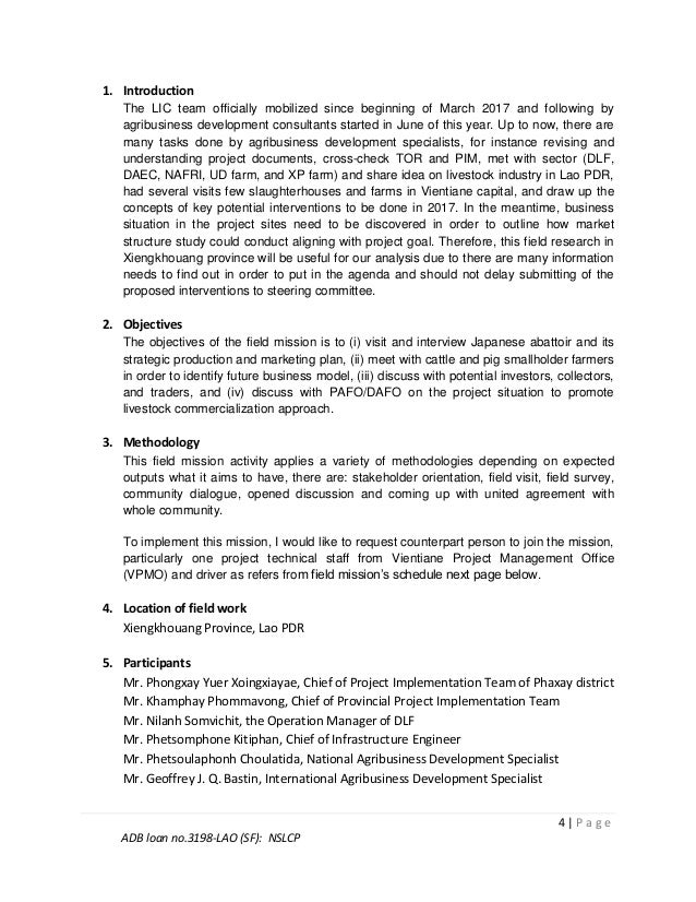 Field mission report in xiengkhouang