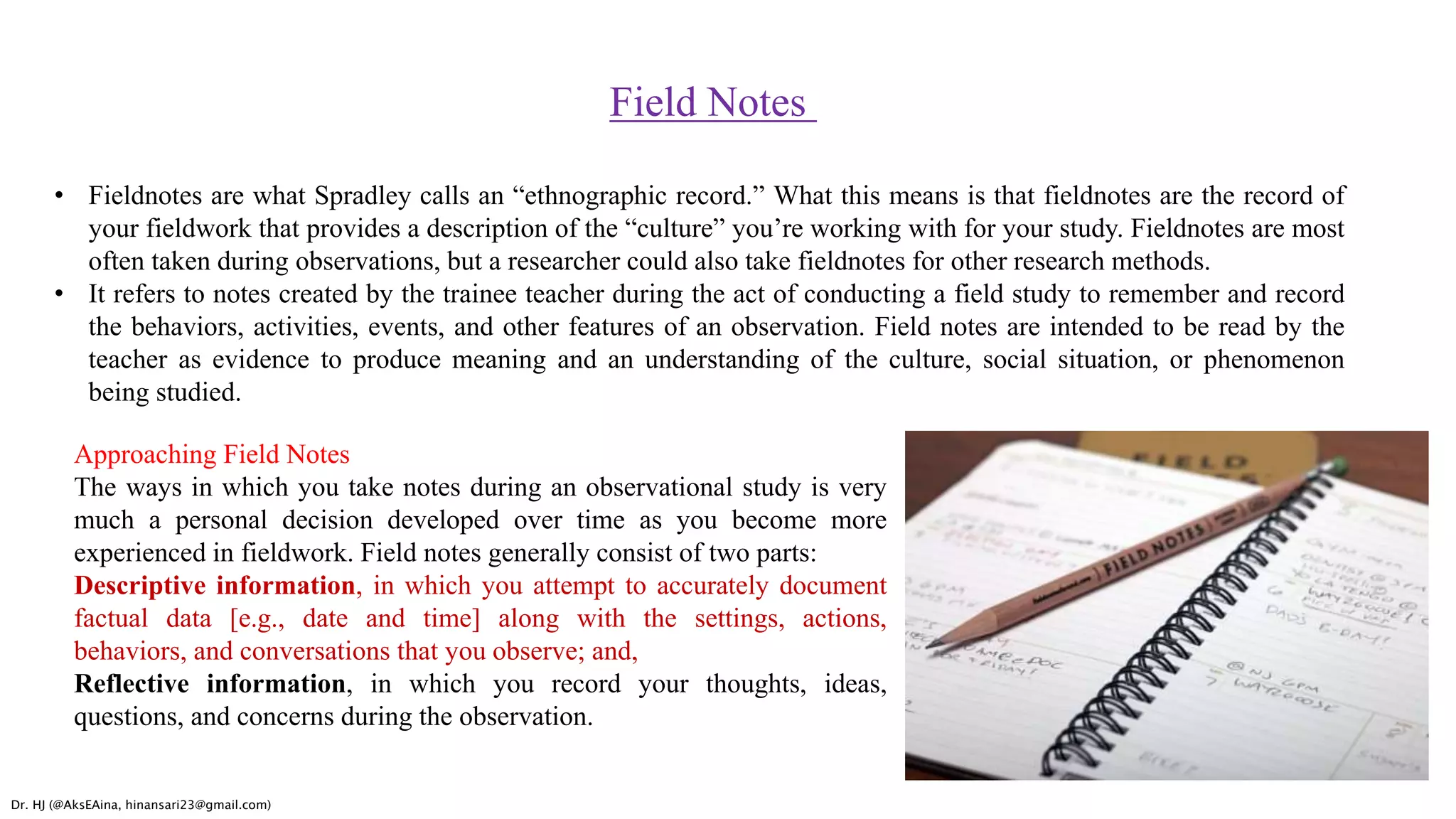 Field Notes Teaching Practice Manual Code 8607 Ppt