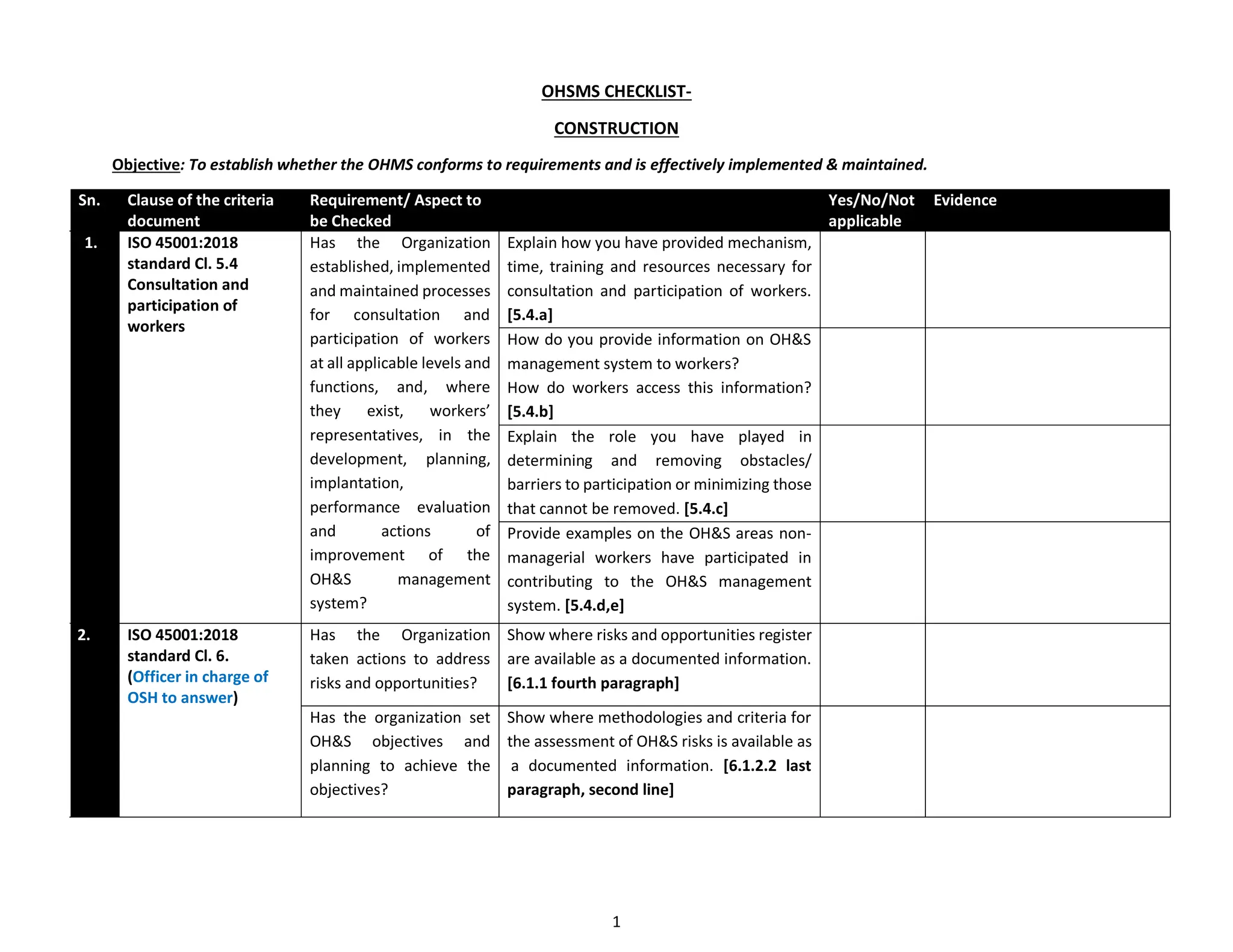 Field Operation OSH Management System Checklist.pdf