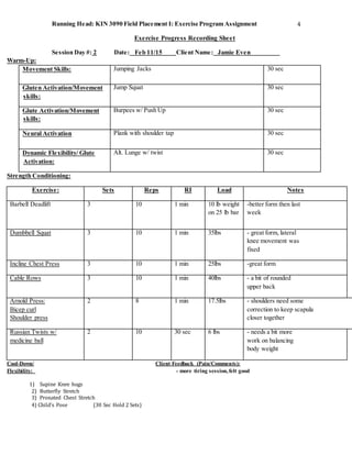 Field placement exercise log assignment | DOCX